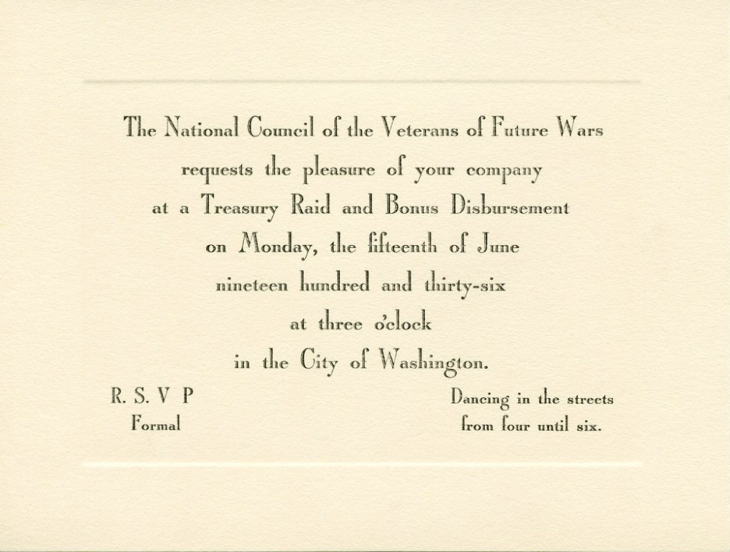 “War Is Imminent”: The Veterans of Future Wars – University Archives