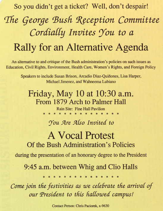 BushProtestFlyer_AC109_Box309_F19 – University Archives